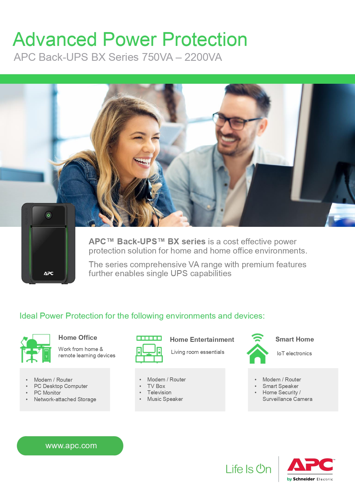 APC BX2200MI-MS Back-UPS, 2200VA, Tower, 230V, 4 Universal outlets, AVR ...