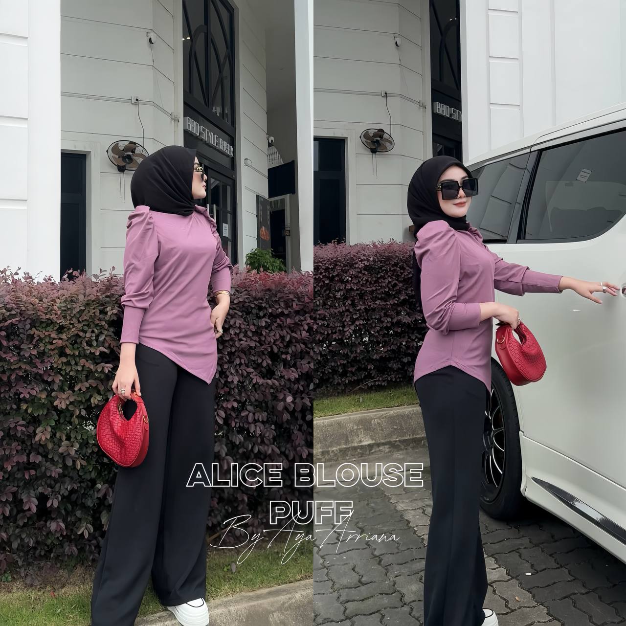 BLOUSE ALICE PUFF V (MATERIAL PLEATED PREMIUM) | Shopee Malaysia