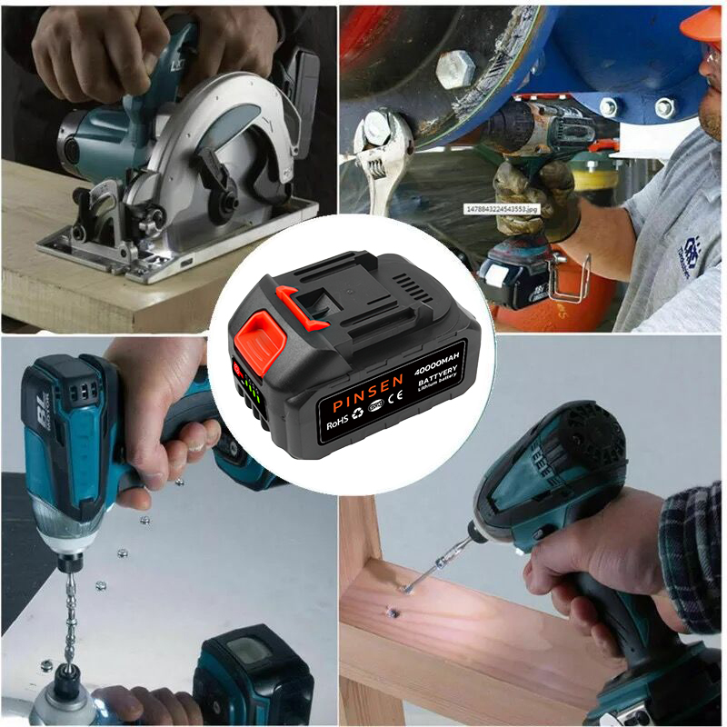 PINSEN 40000mAh Power tool lithium battery,Large-capacity power tool ...