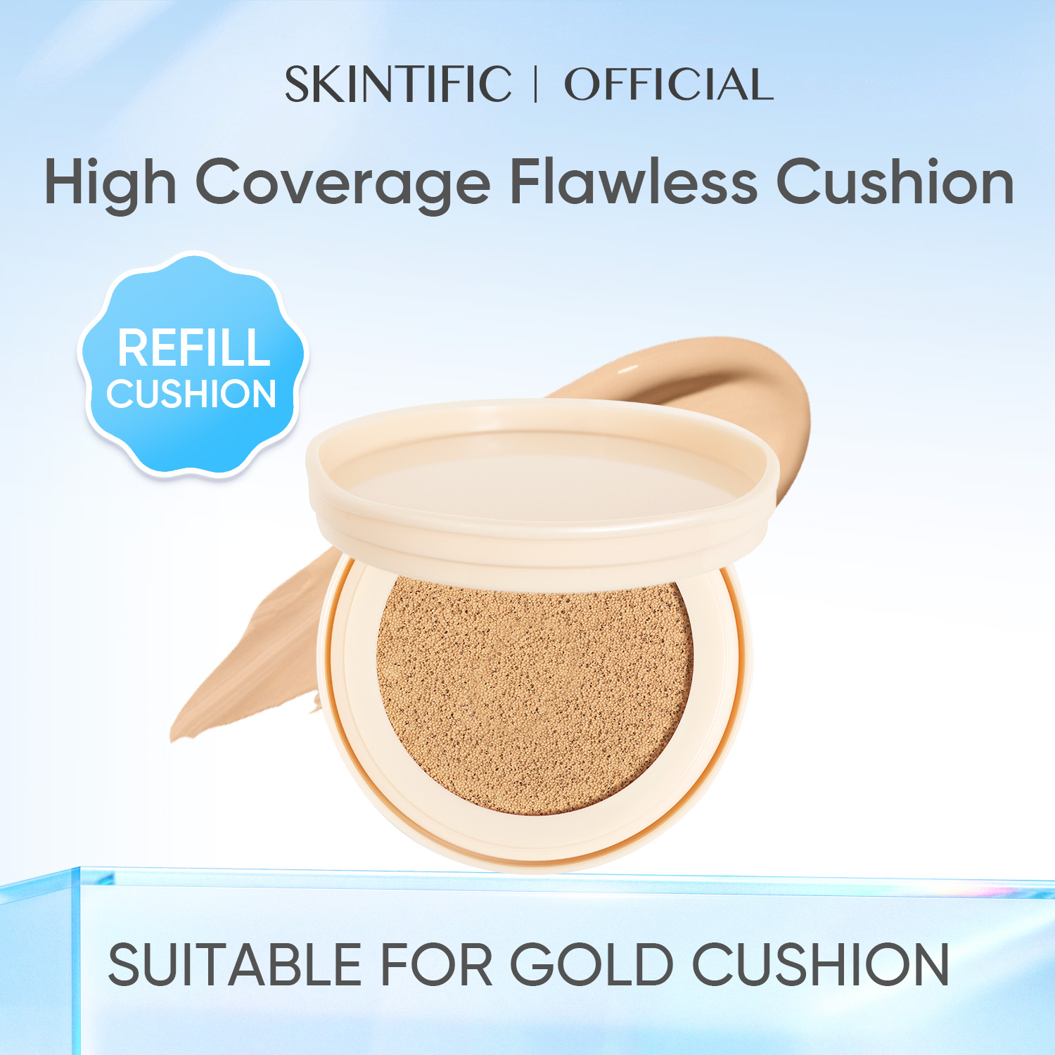 [Refill] SKINTIFIC Matte Cushion Foundation&High Coverage Poreless Gold ...