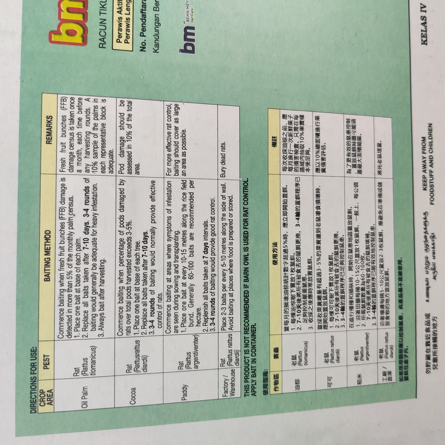 Rat poison BM RATGONE 1kg racun tikus rumah kebun dapur kedai makan ...