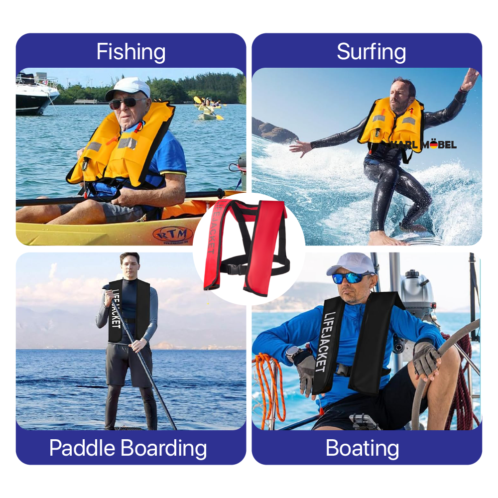Inflatable Life Jacket Adult Life Vest Manual Water Sports Swiming ...