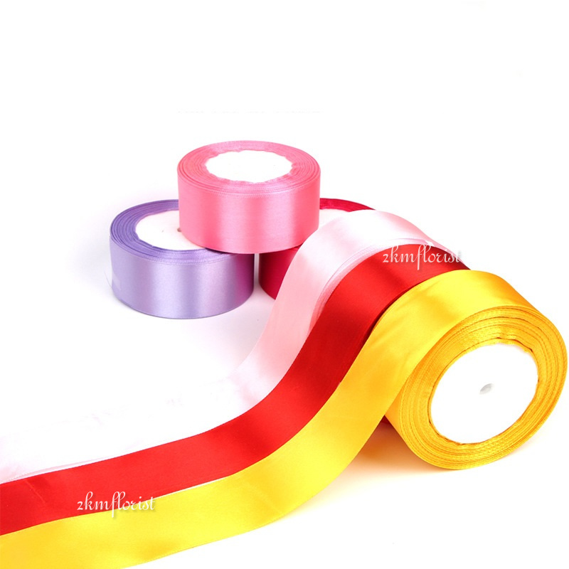 (22M) 4CM SATIN Ribbon Reben Riben Gift Satin Organza Flower Bouquet ...