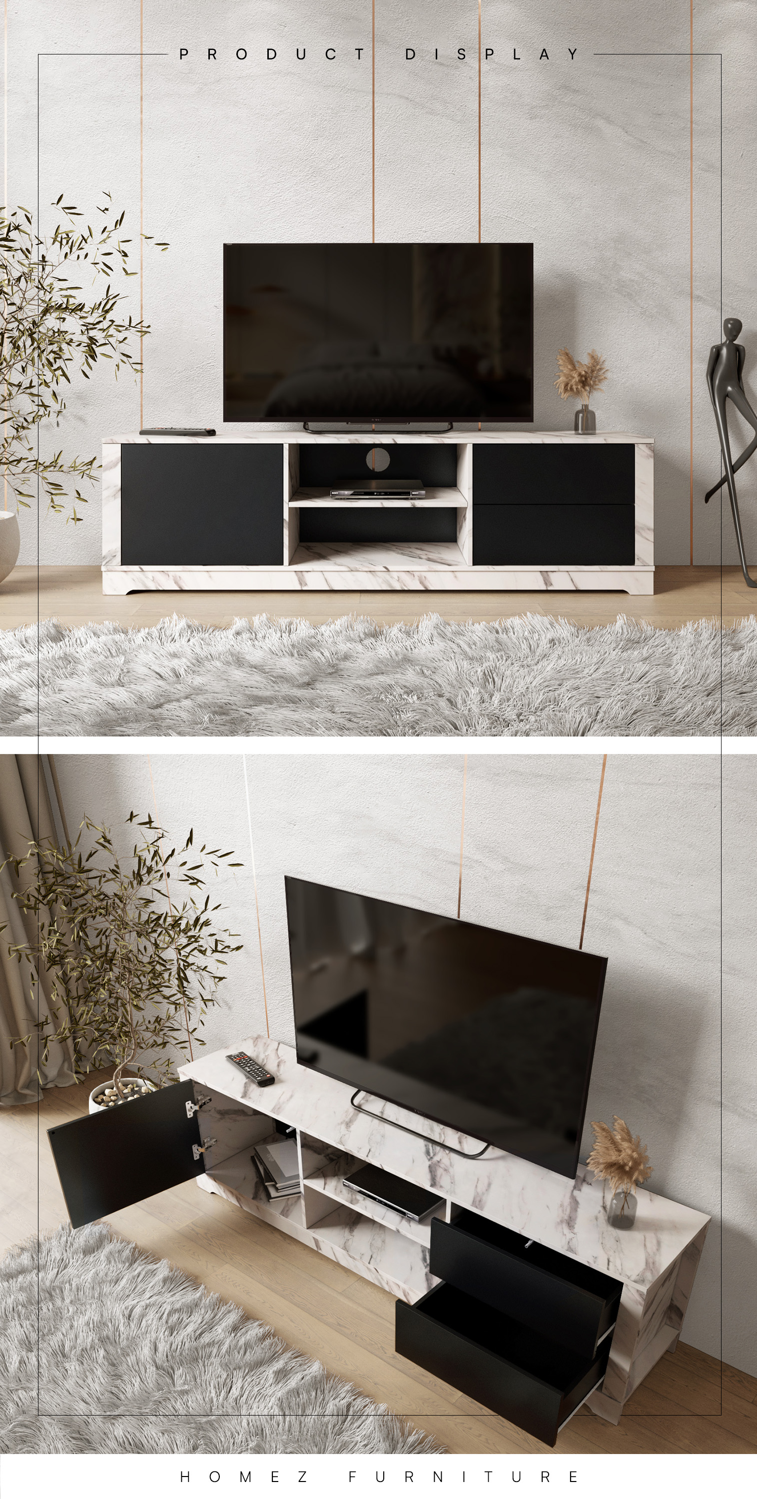 KitchenZ Sabah AURORA Series TV Cabinet Display Cabinet Coffee Table ...