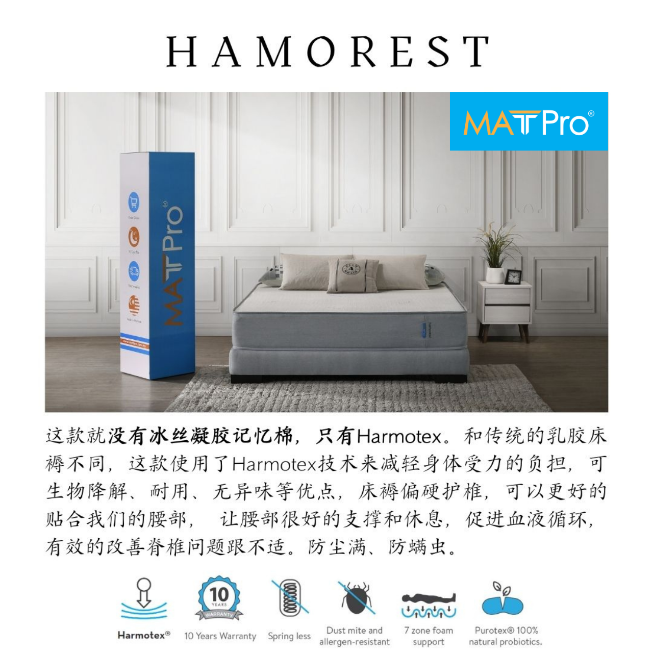 MATTPro® Hamorest Mattress/90-Night Free Trial/Zero Motion Transfer ...