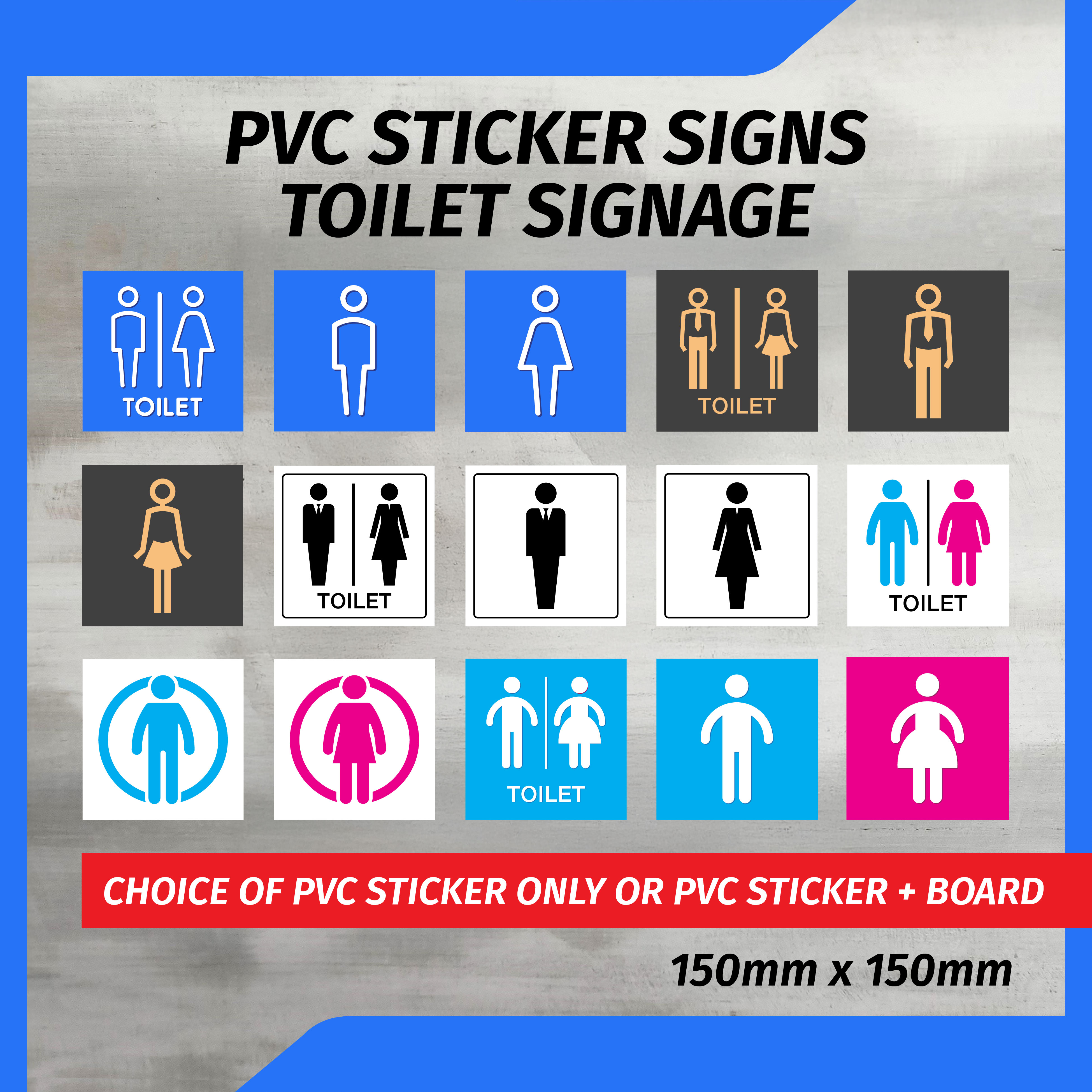 PVC Sticker Signs (15cmx15cm) Toilet Signange 5 Types | Shopee Malaysia