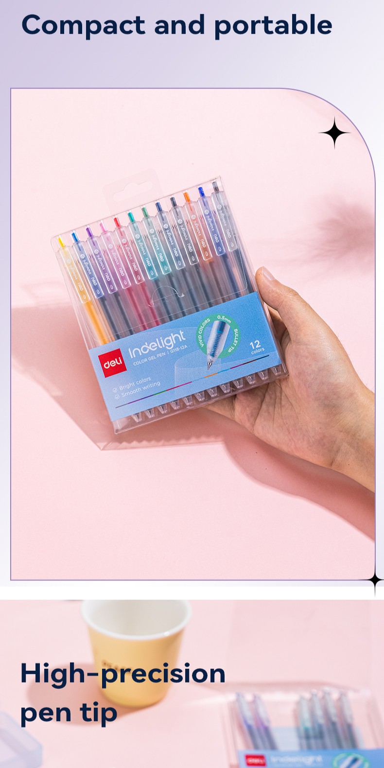 Deli Delight Gel Pen Multiple Colour Pens 0.5mm Smooth Writing Bright ...