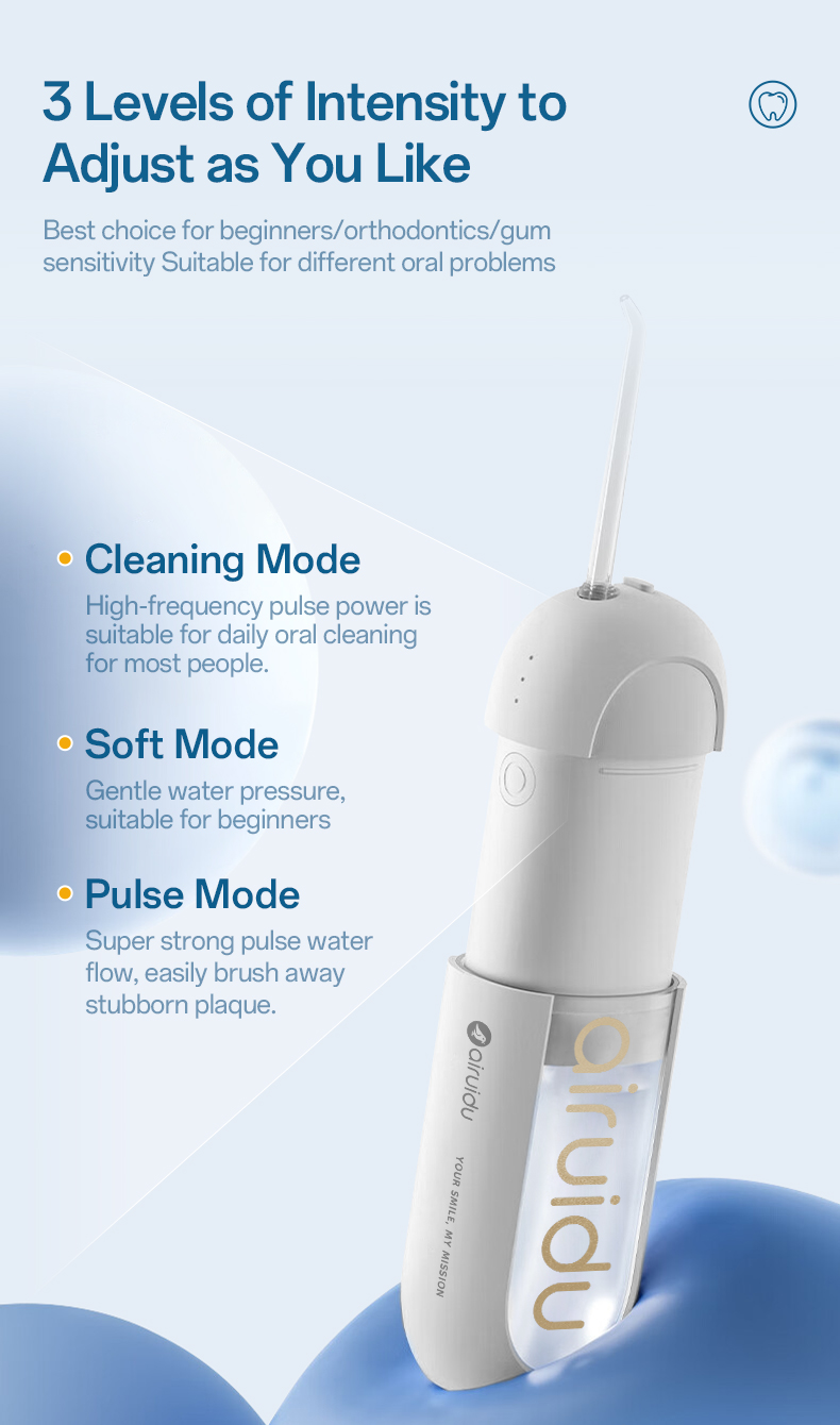 Airuidu CF560 Portable Water Flosser 150ML Oral Irrigator 3 Speed ...