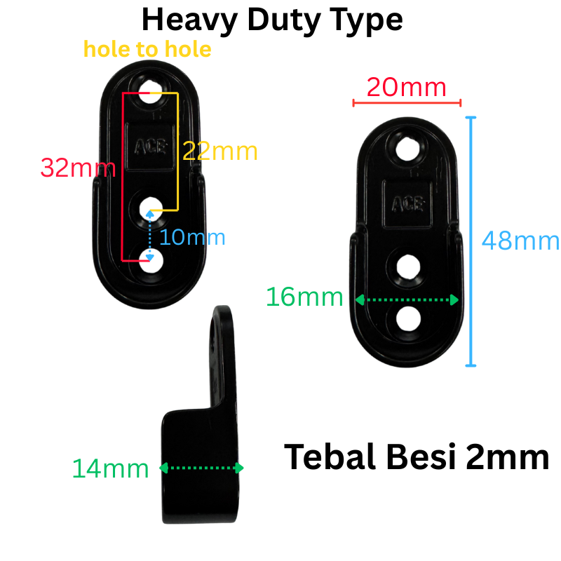SW hook almari baju oval bracket Tube Support wardrobe rod holder ...