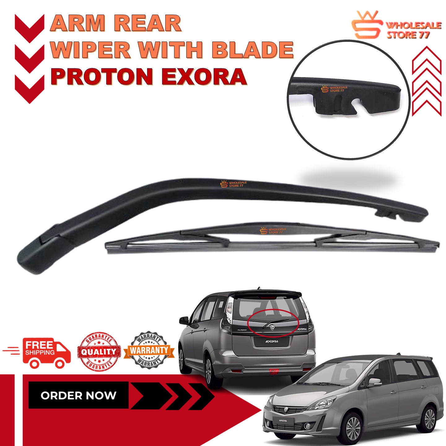 READY STOCK | PROTON EXORA 2009 - 2020 REAR WIPER ARM WITH BLADE Wiper ...