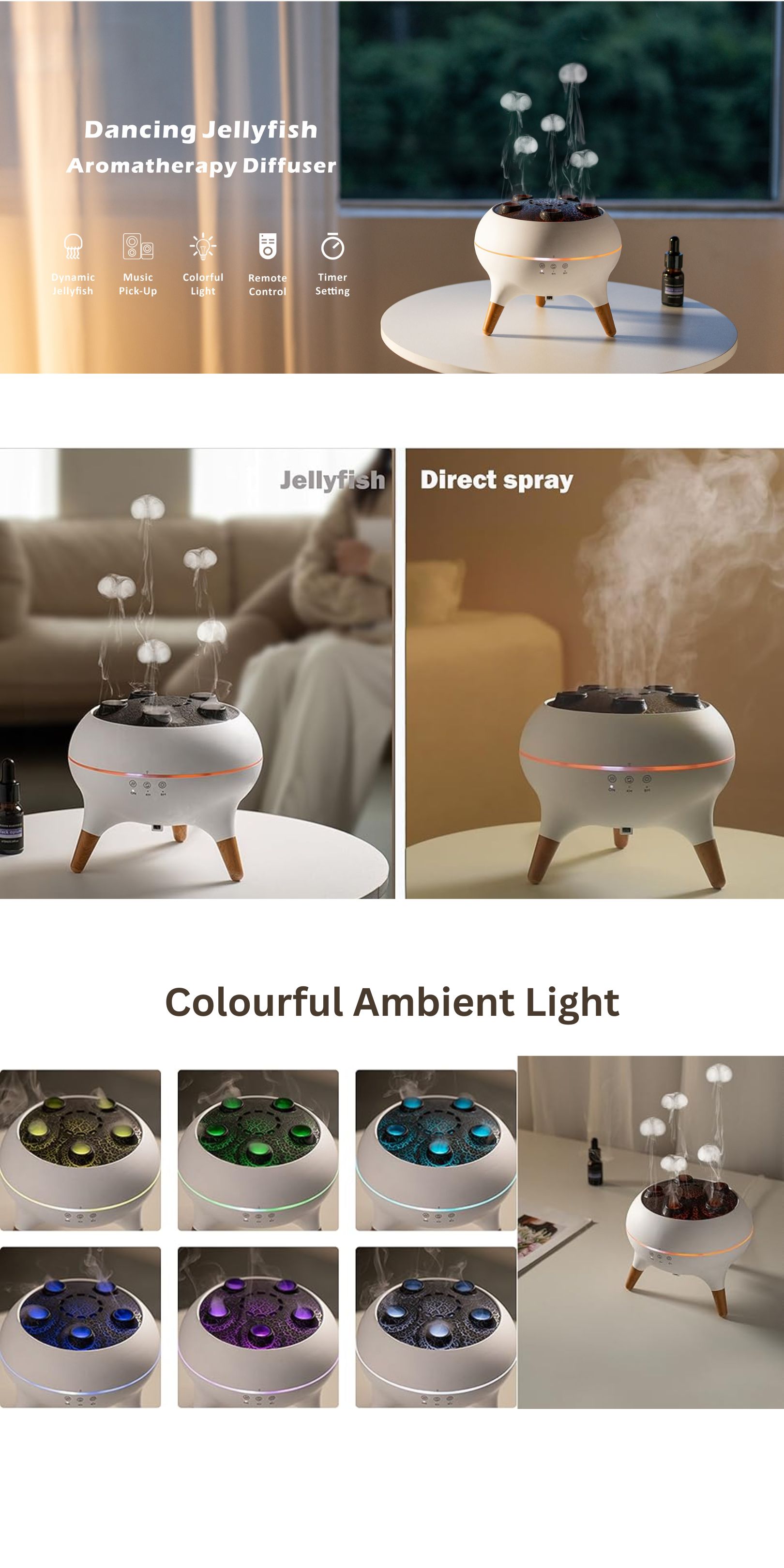 Air Diffuser Humidifier Aroma Diffuser 250ml Home Fragrance Jellyfish ...