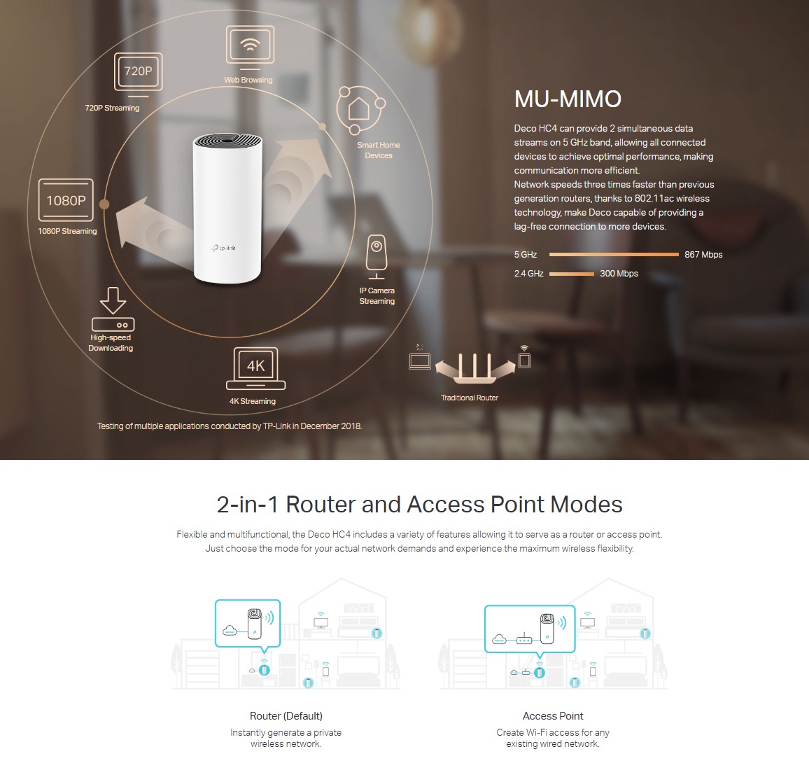 TP-Link Deco HC4 AC1200 Mesh WiFi Router 2-Pack Dual Band Gigabit Whole ...