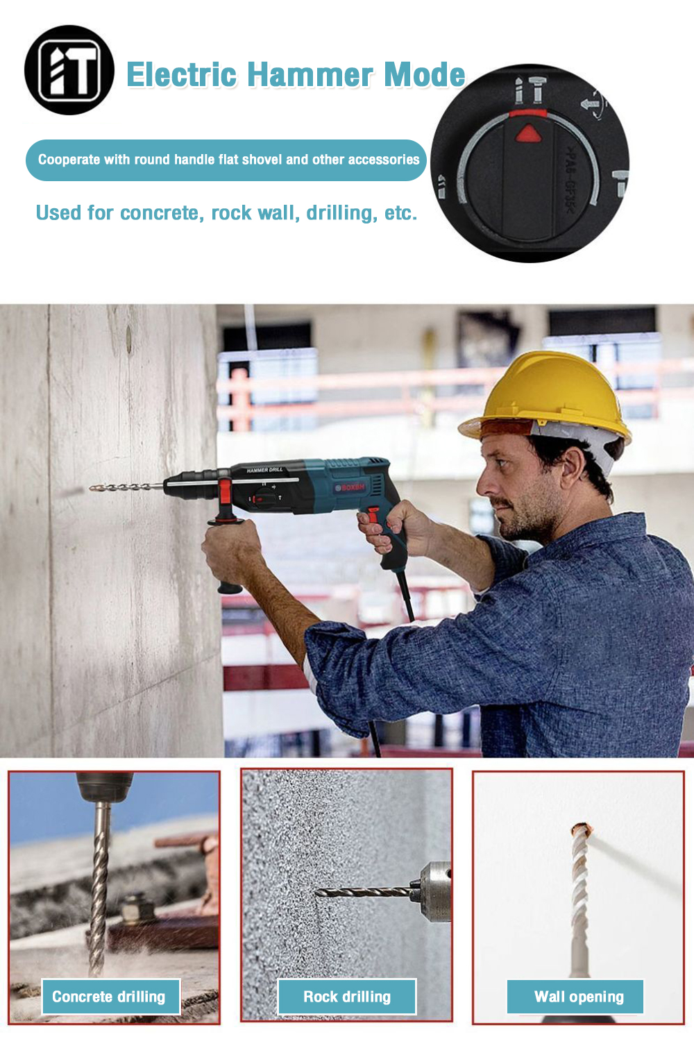 🔥Ready Stock🔥1300W 3 Mode Rotary Hammer Drill Electric Demolition ...