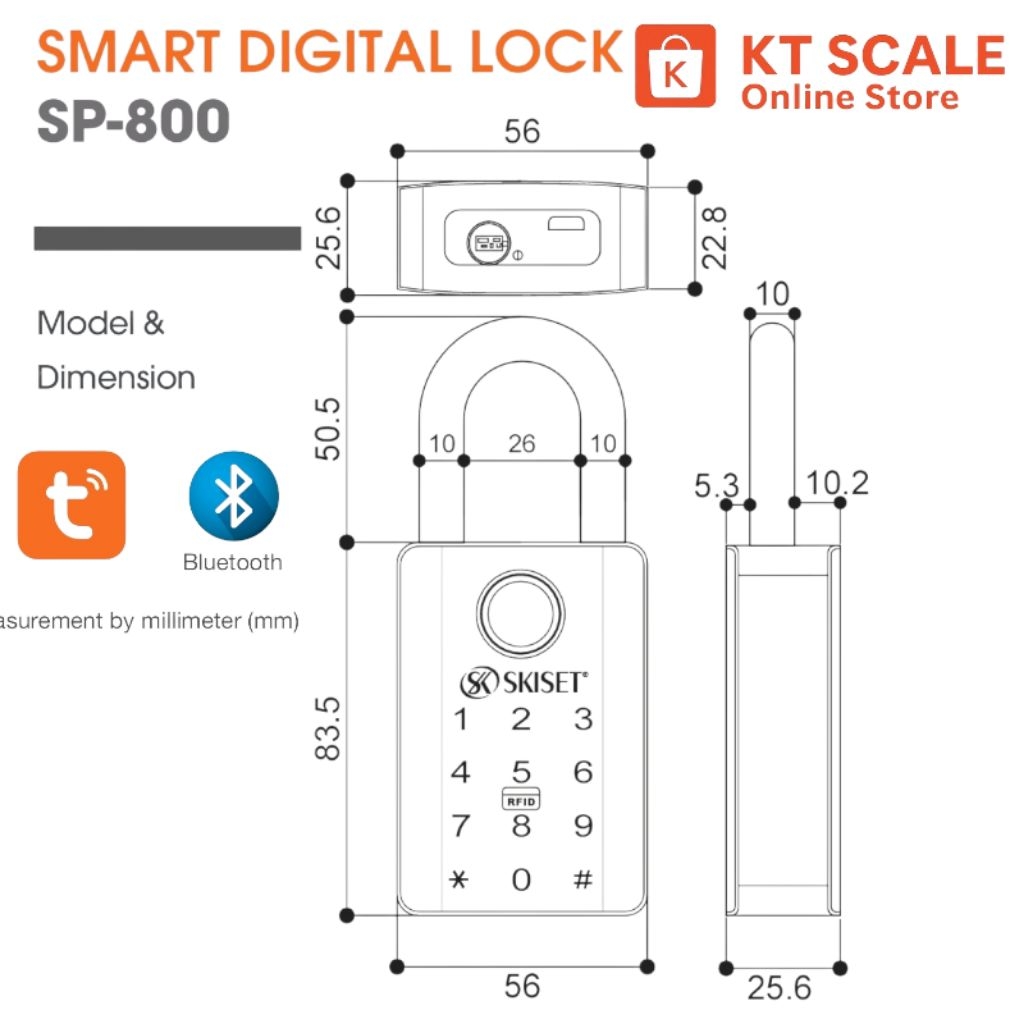 50MM SKISET DIGITAL ANTICUT ANTIRUST PADLOCK WITH TUYA | Shopee Malaysia