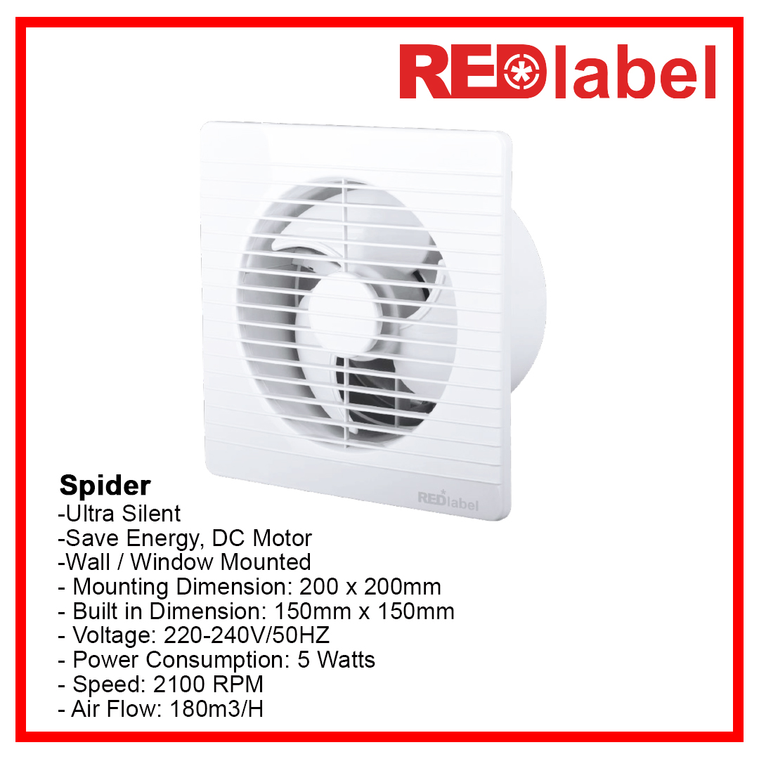 REDlabel Exhaust Fan (Spider / Captain) DC Motor | Ultra Silent | Glass ...