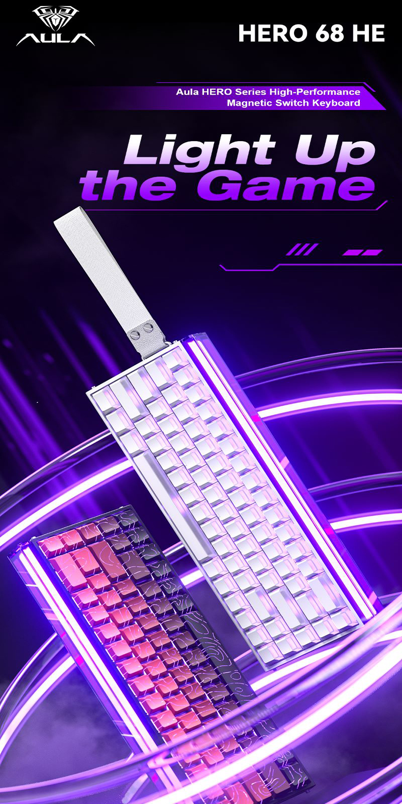 AULA HERO 68HE Magnetic Switch Wired Gaming Keyboard with Rapid Trigger ...