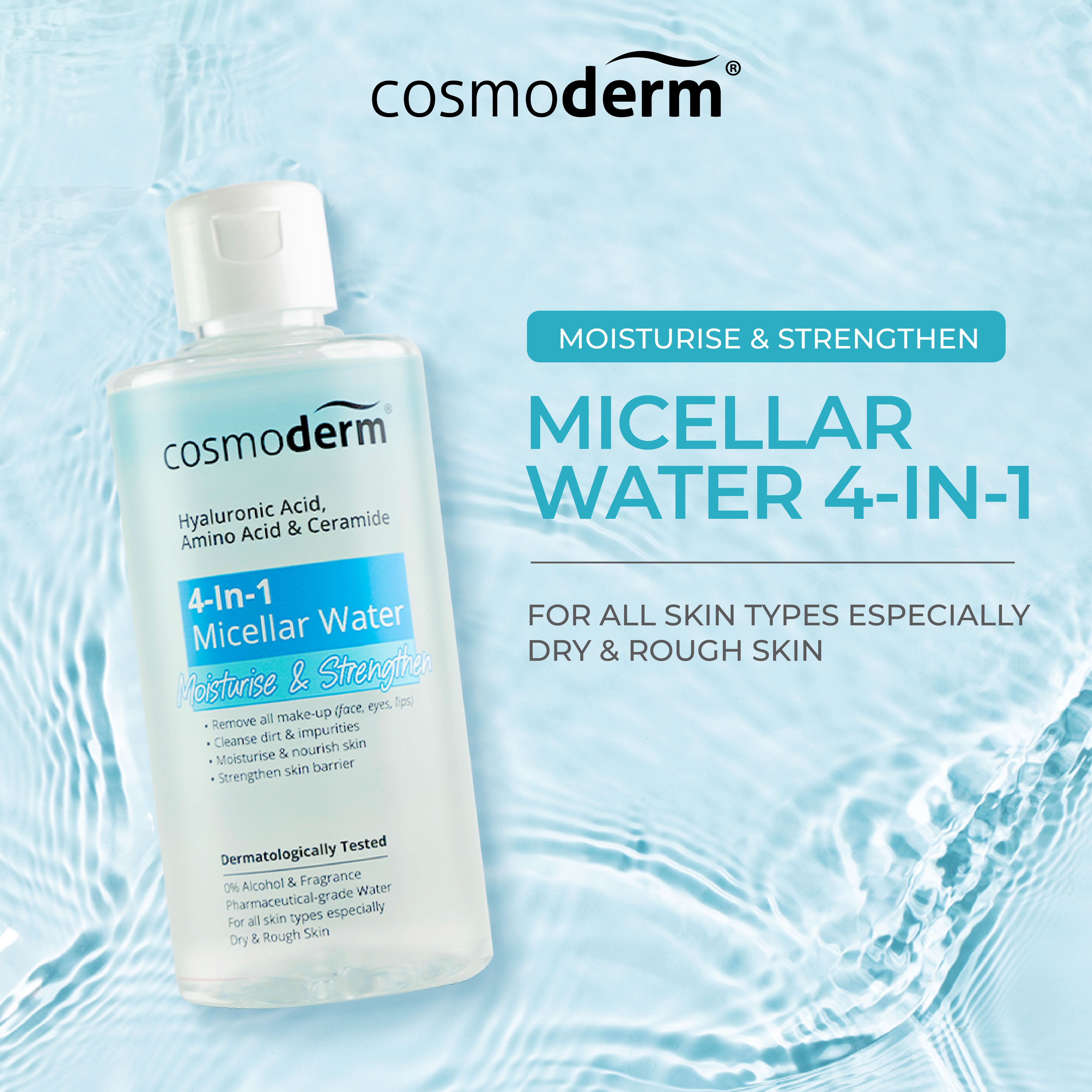 Cosmoderm Micellar Water 4-In-1 Moisturise & Strengthen | Shopee Malaysia