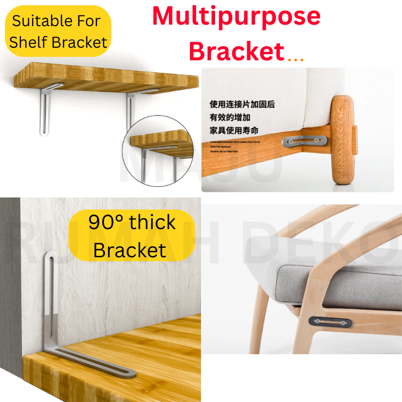 MAJU Multipurpose Stainless Steel 304 Heavy Duty L shape Bracket wall ...