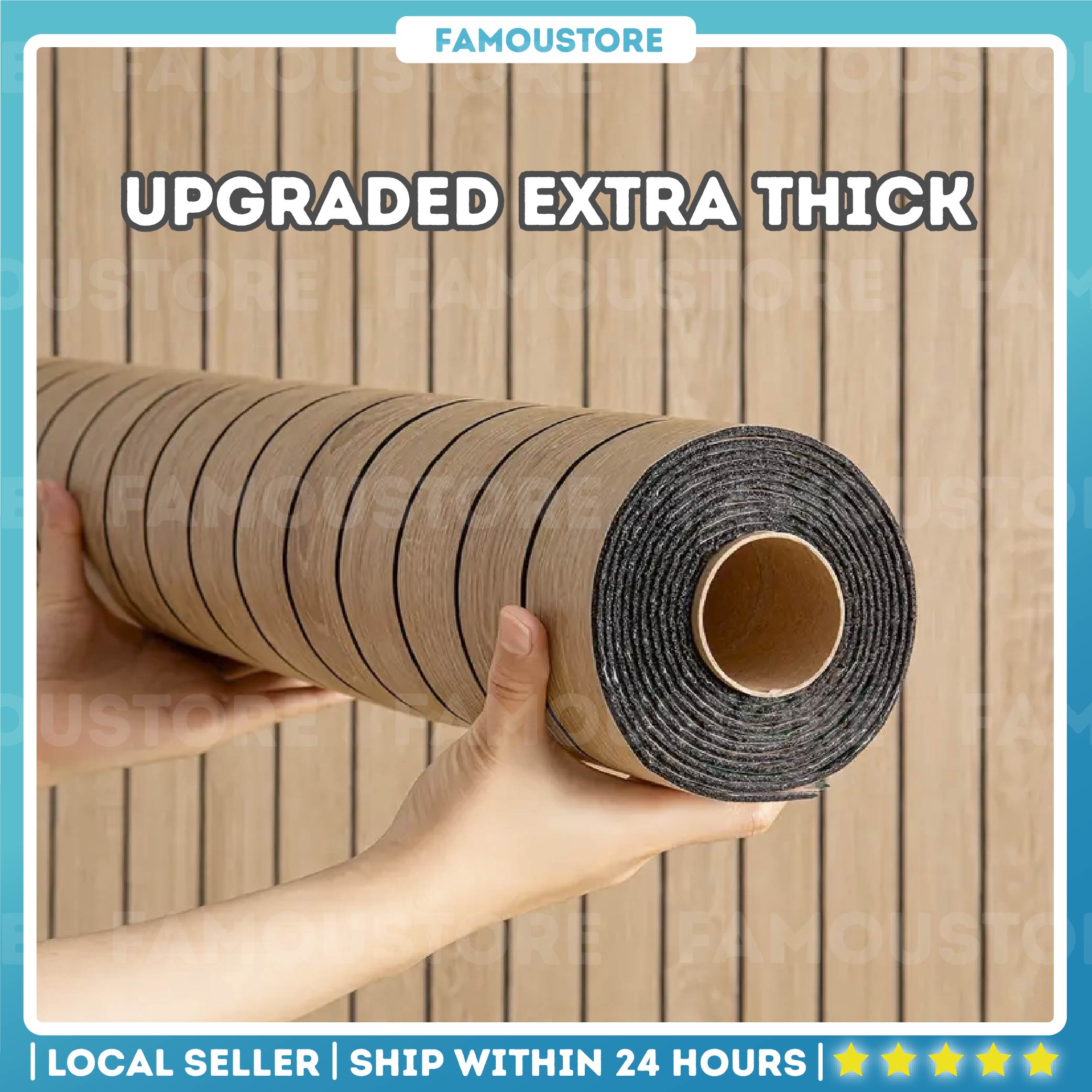 3D Stiker Dinding Kayu Moden Ruang Tamu 3D Wood Thick Foam Wallpaper ...