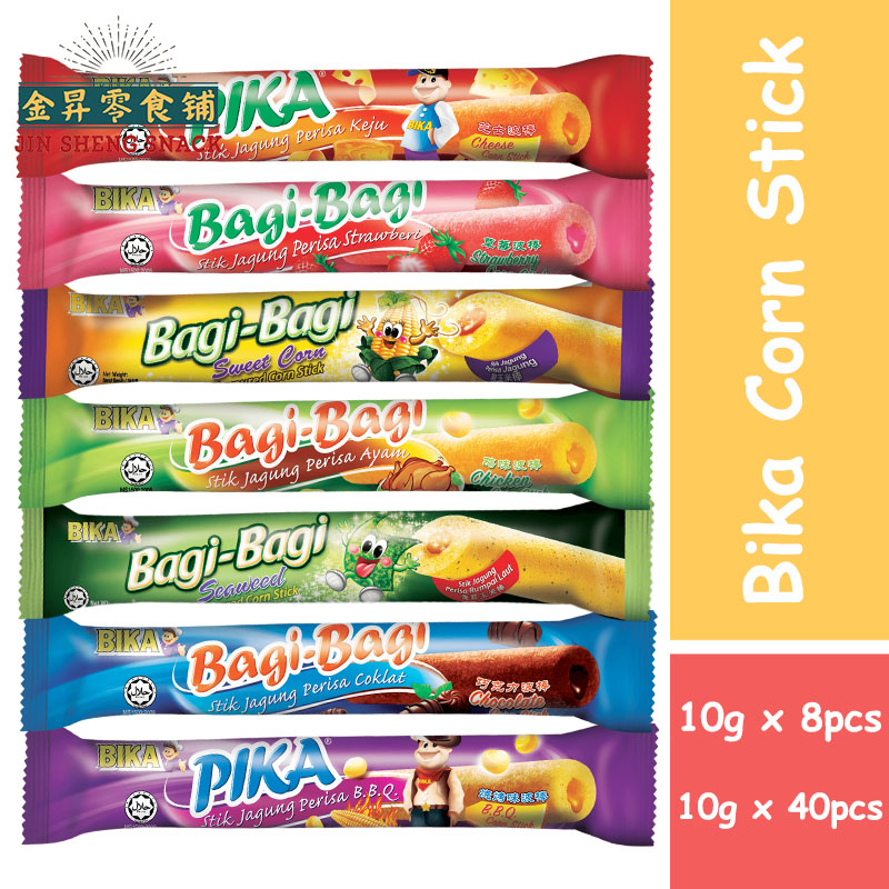 Bika Corn Stick Snack (10g x 8pcs, 10g x 40pcs) 【Cheese, Strawberry ...