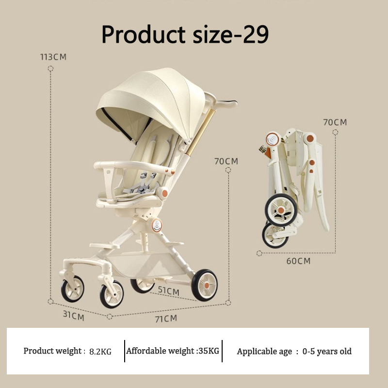 Baby stroller 360 degree rotating folding stroller can sit or lie down ...