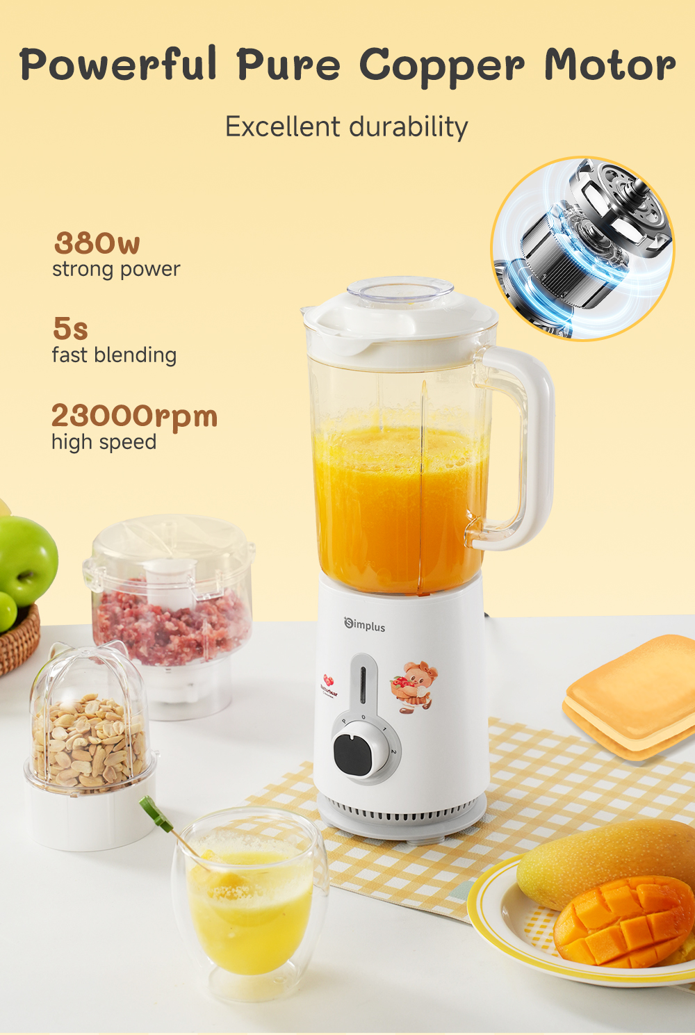 【Simplus×Butterbear】Blender 1.25L 3 in 1 Food Processor Juicer Meat ...