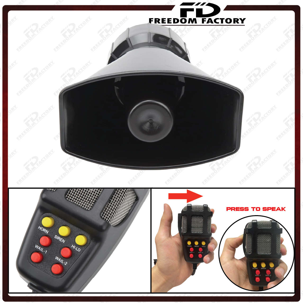 12V / 24V Electronic Police Talking Siren 7 Tone 100Watts Police Siren ...