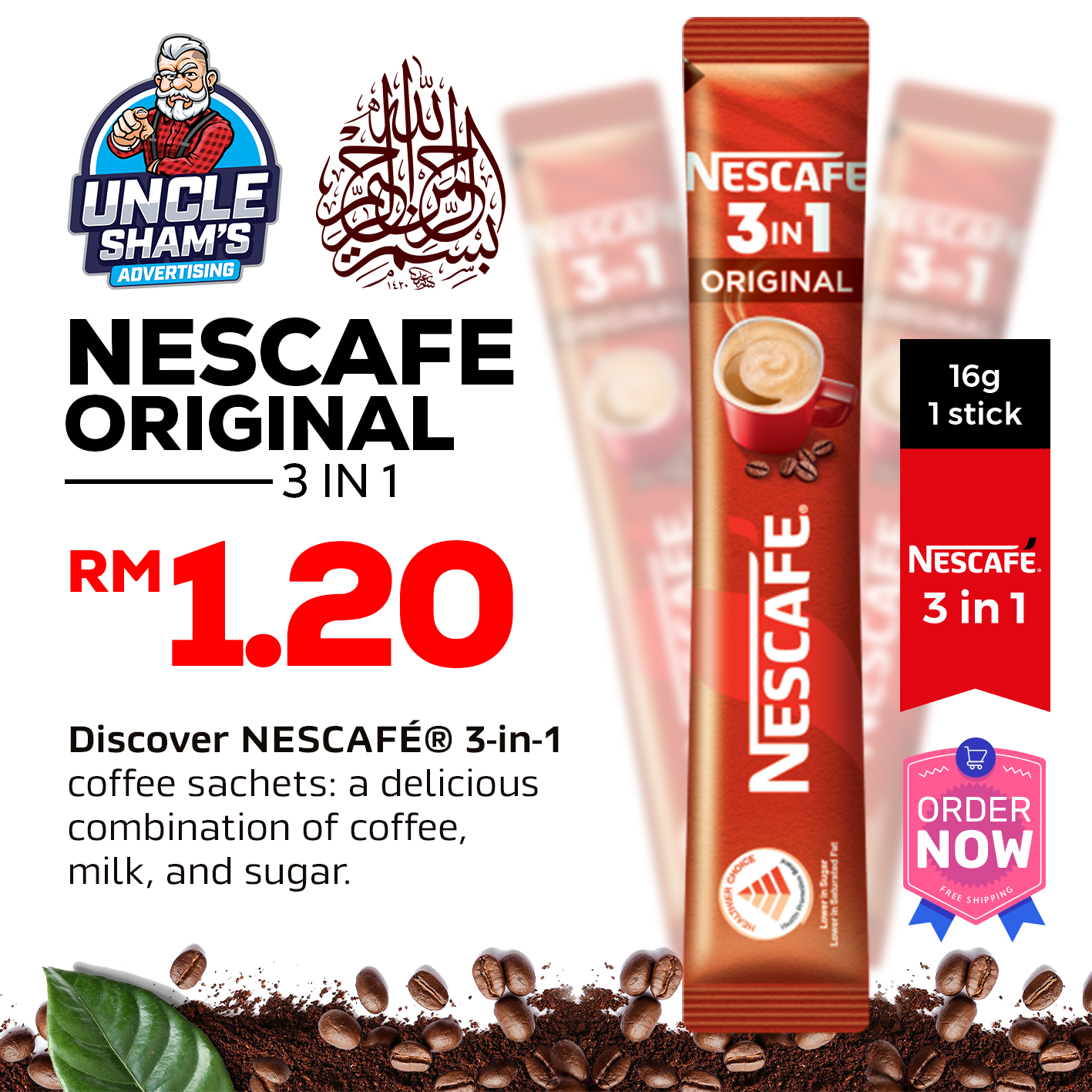 (CUBADULU) Nescafe Instant Coffee Original Rich Mild - 1 Stick | Shopee ...