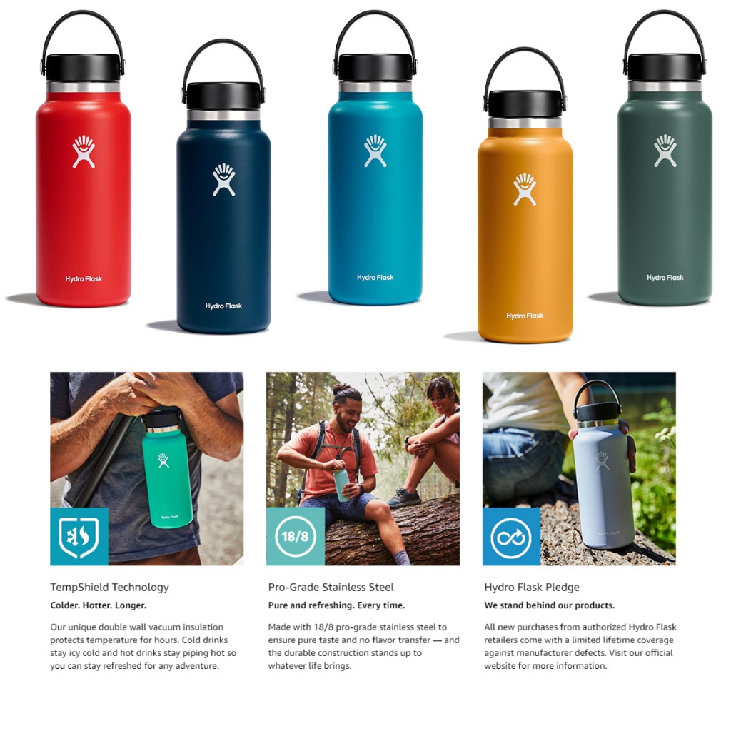 Hydro Flask Tumbler Water Bottle 500/1000 ML Hot/Cold 304 Stainless ...