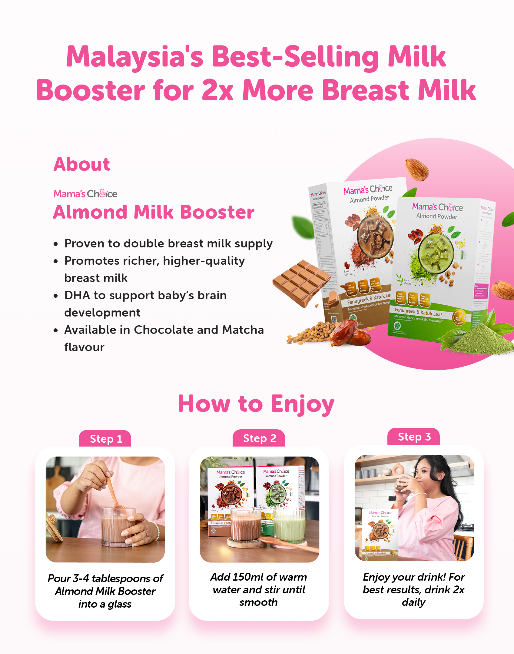 Mama's Choice Almond Milk Booster Natural Maternity Milk Powder with ...