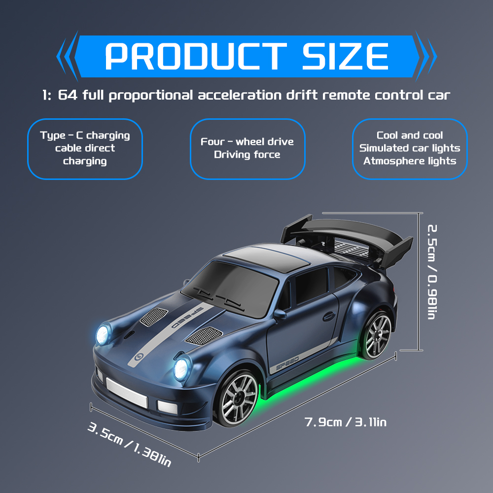 Ready Stock 1/64 Mini RC Car 4WD Proportional Throttle Steering Remote Control Drift Car Desktop ...