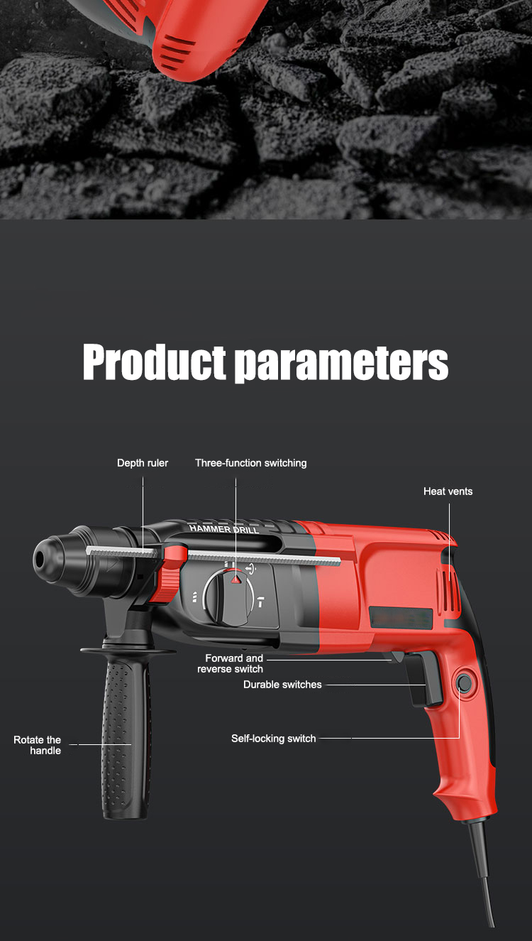 Penebuk Dinding Simen 1800W Concrete Hammer Drill Heavy Duty 3 Mode ...