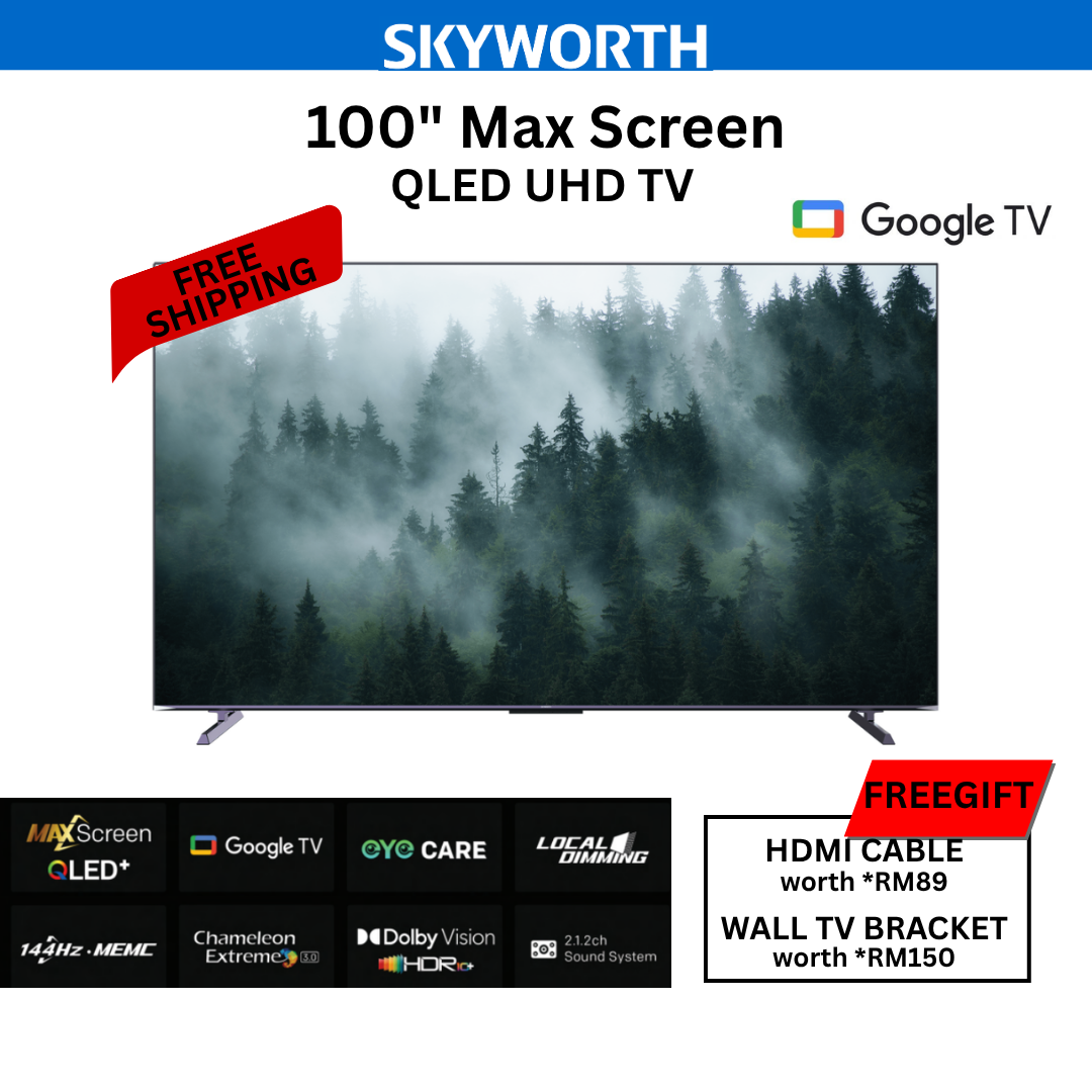 Skyworth Smart TV 100SUE8600 100" QLED+ Infinity Screen UHD TV with ...