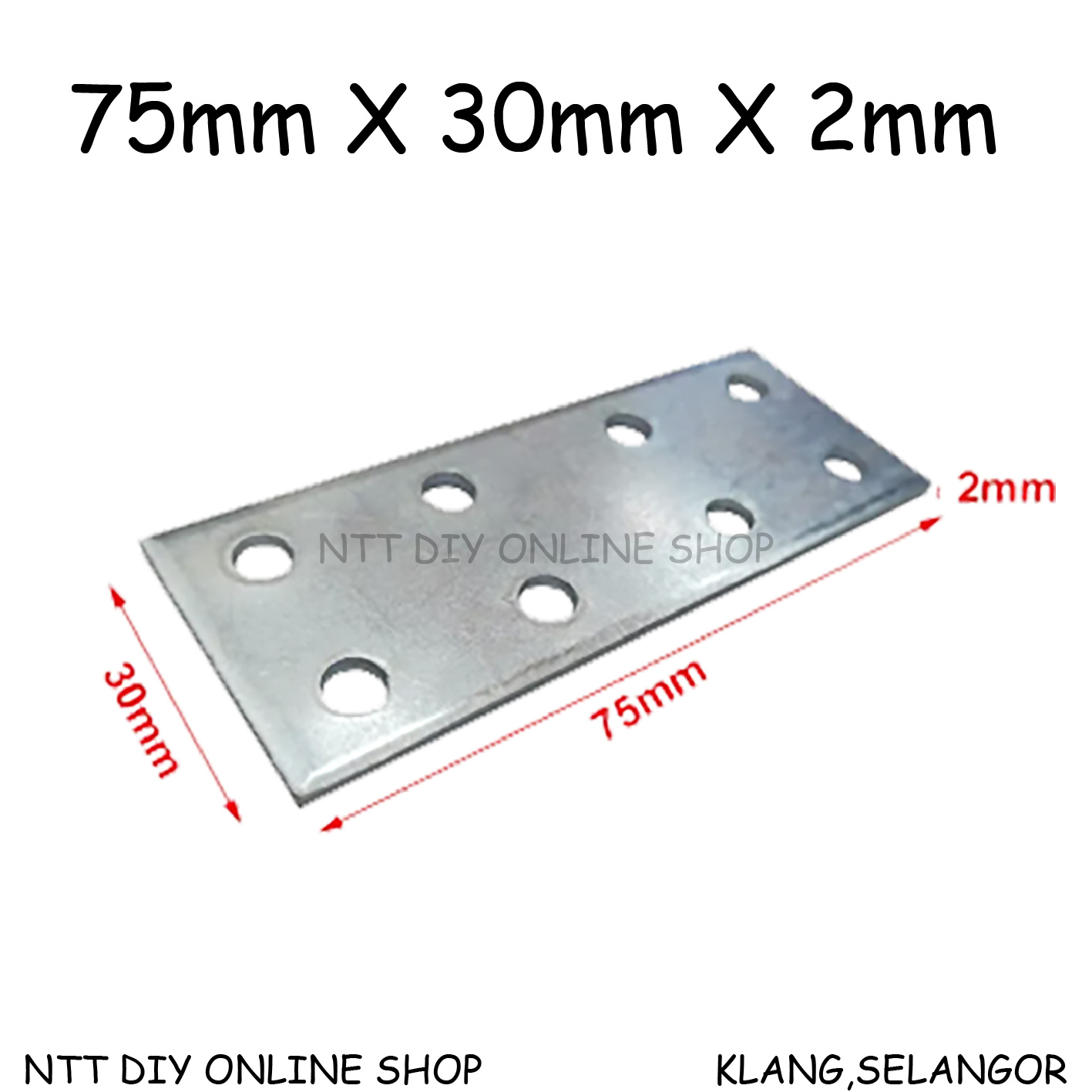 NTT DIY 75mm X 30mm X 2.0mm Straight Flat Bracket / Furniture Flat ...