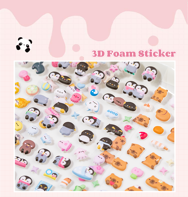 Kawaii Cute Animals 3D Puffy Foam Mini Stickers DIY Decorations Journal ...