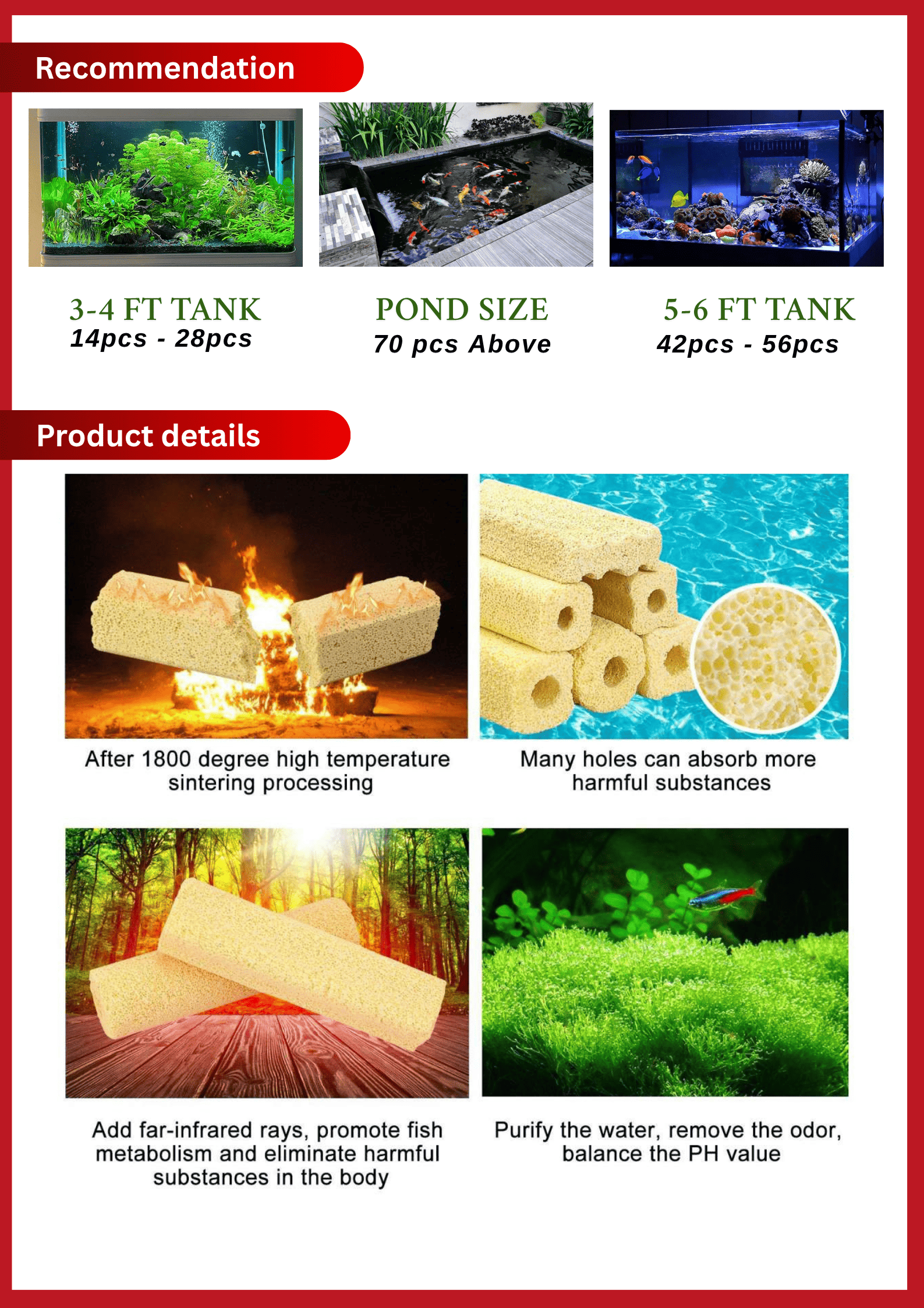 ITOSHI【100 pcs 1 Box】Aquarium Fish Tank Nano Pillar Aquarium Bacteria ...