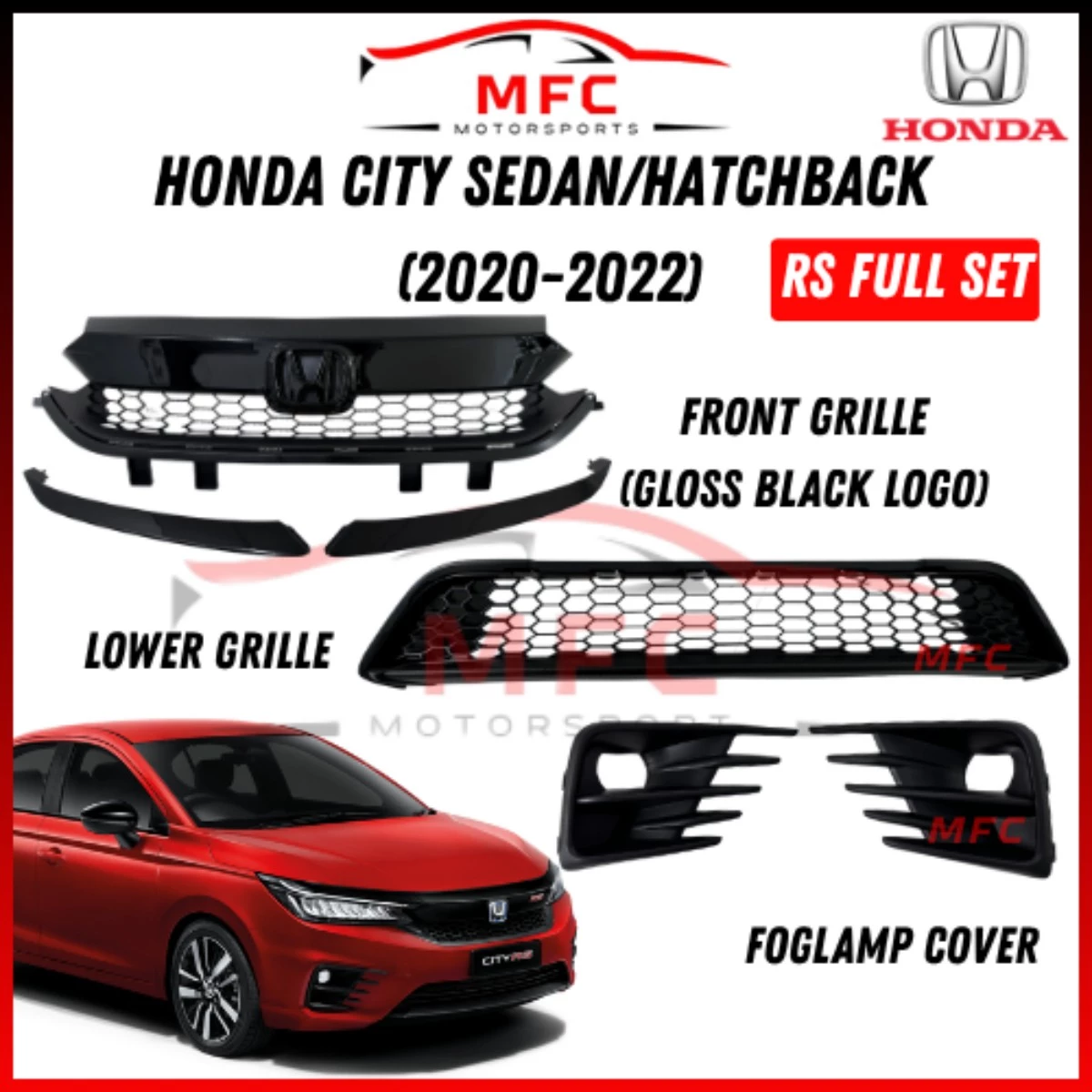 Honda City Sedan/Hatchback 2020-2022 RS bodykit Front Grille Lower ...