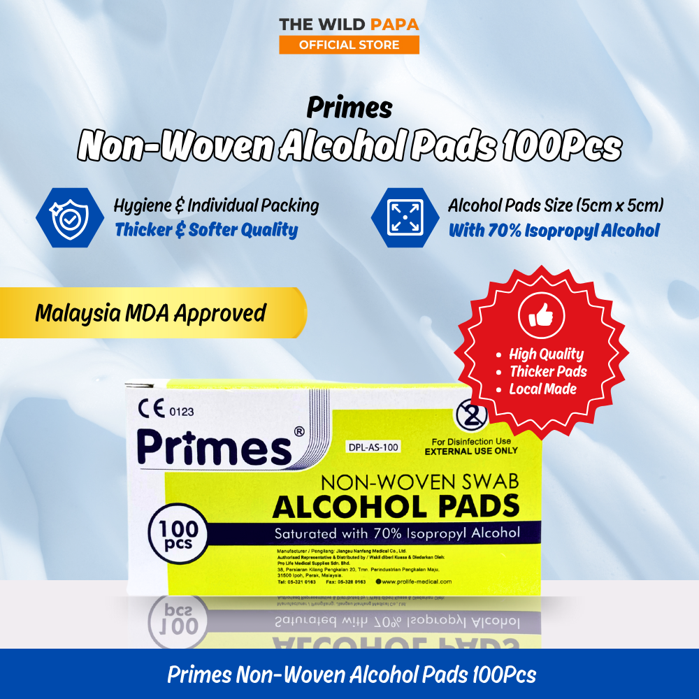 PRIMES Alcohol Pads 100Pcs/ 200Pcs Non-Woven Swab With 70% Isopropyl Alcohol MDA Approved ...