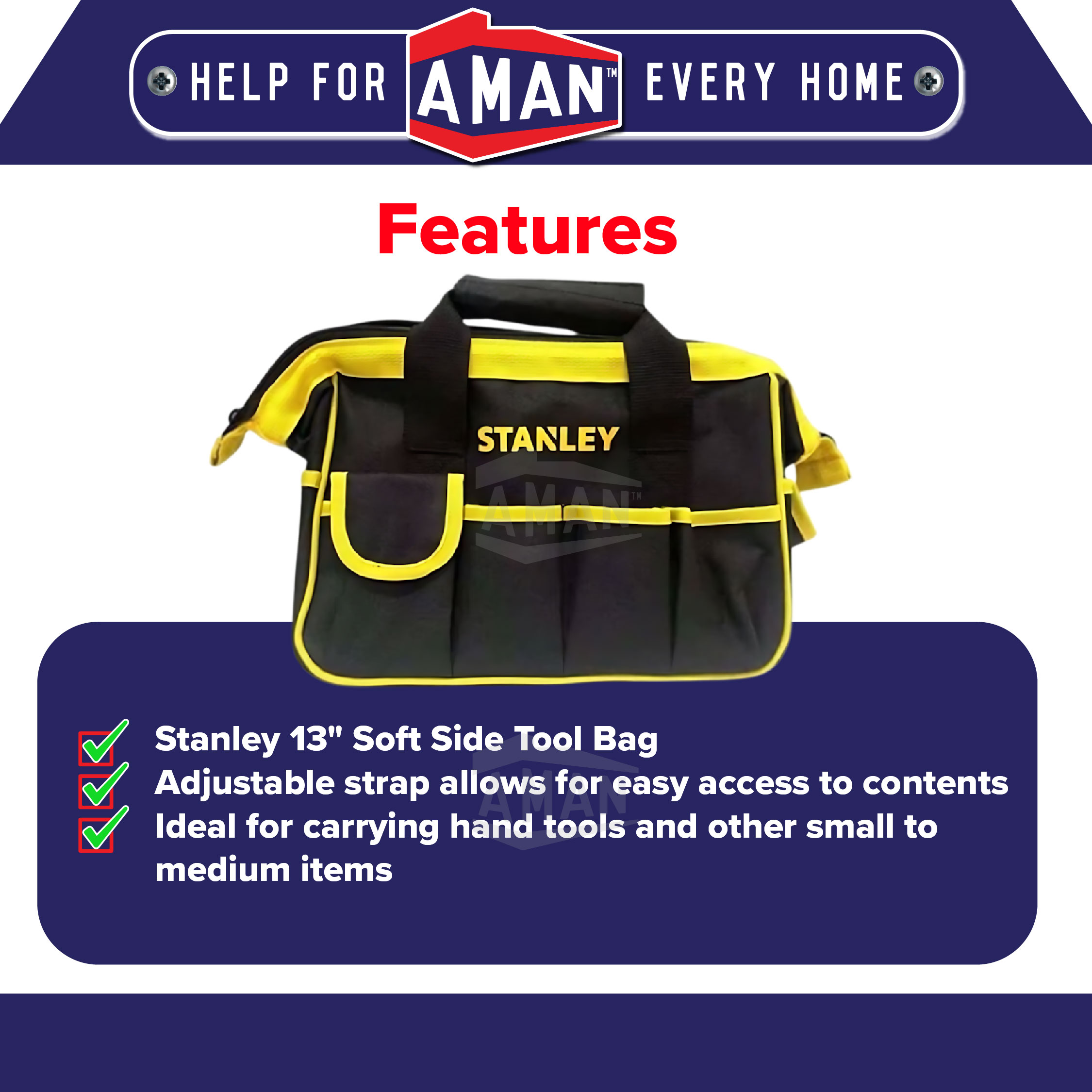STANLEY Original Hand Carry Tools Bag Canvas Hand Carry Tool Bag ...