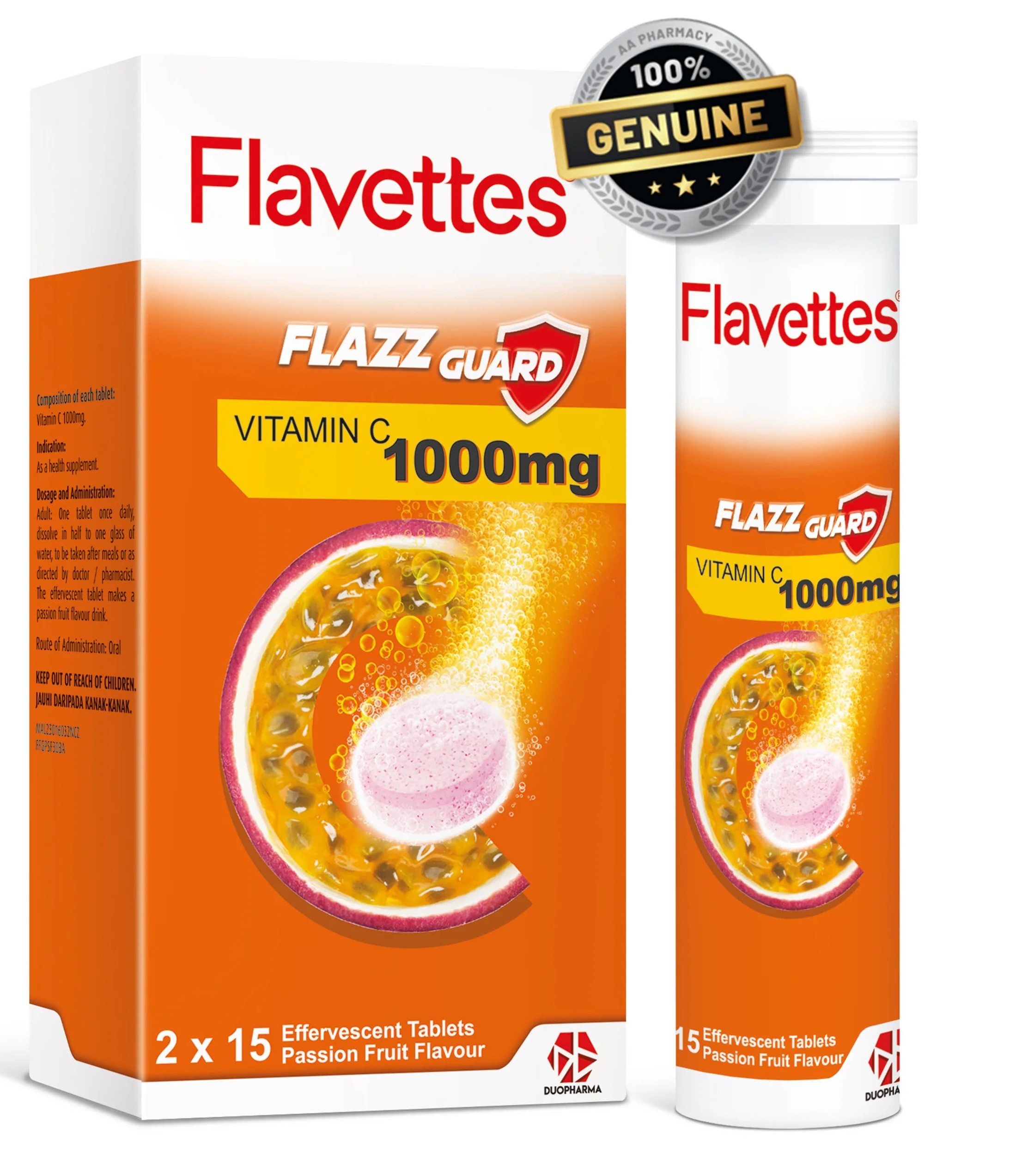 NEW PACKAGING Flavettes Flazz Guard Vitamin C 1000mg Effervescent ...