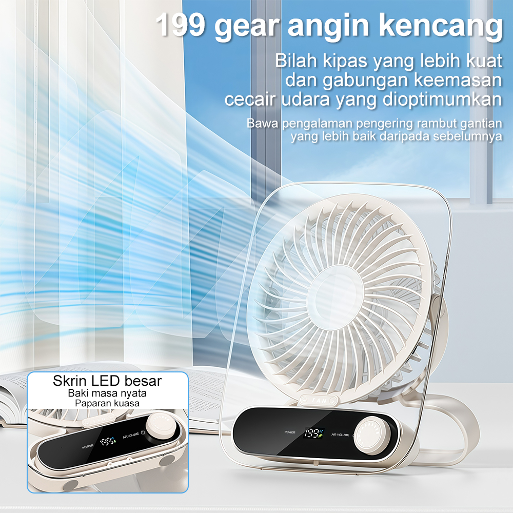 Simmo Portable Fan Table Fan199 Gale Gears Kipas Angin With The LED ...