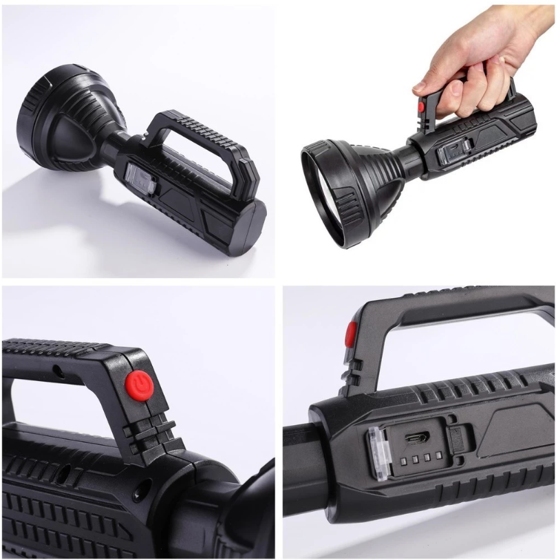 USB Rechargeable Long-Range LED Flashlight - Portable Searchlight with ...