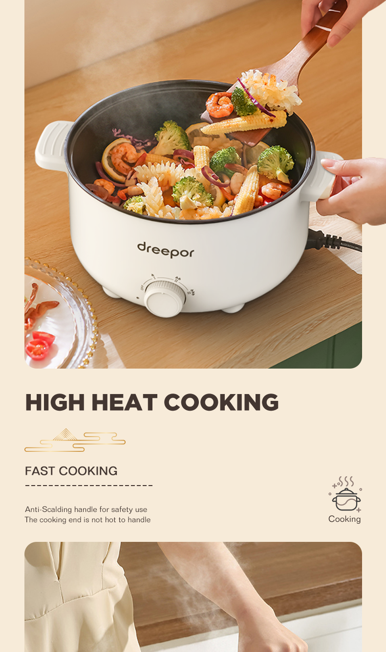 Dreepor 3L Electric Cooker 4 Gears Non-Stick Multi Rice Cooker with ...
