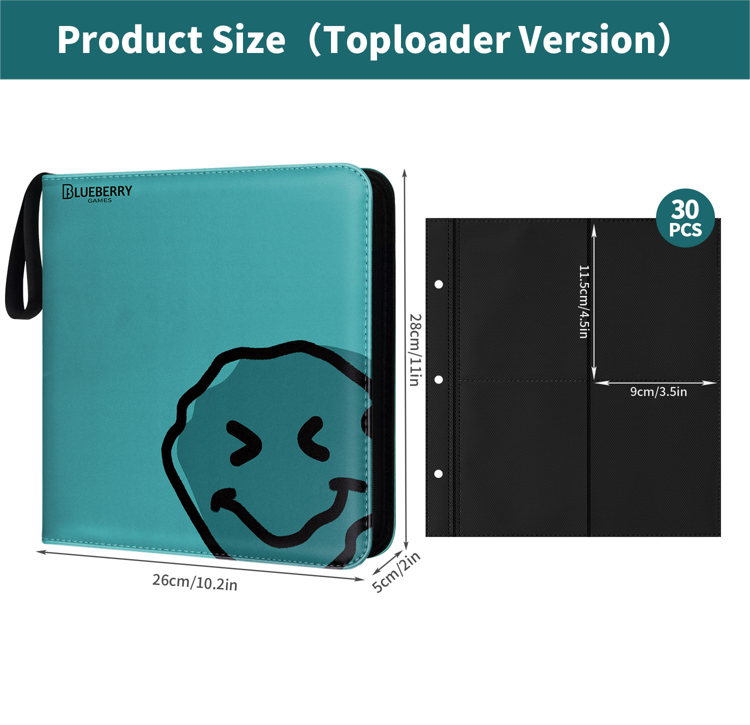 Blueberry Toploader Binder Album Set Trading Cards 240Pocket Leather ...