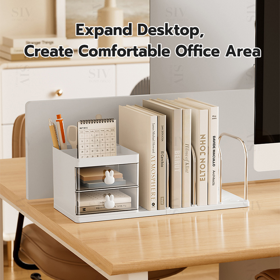 SIV Desk Organizer Rack Desktop Book & File Shelf Stand Aesthetic With ...