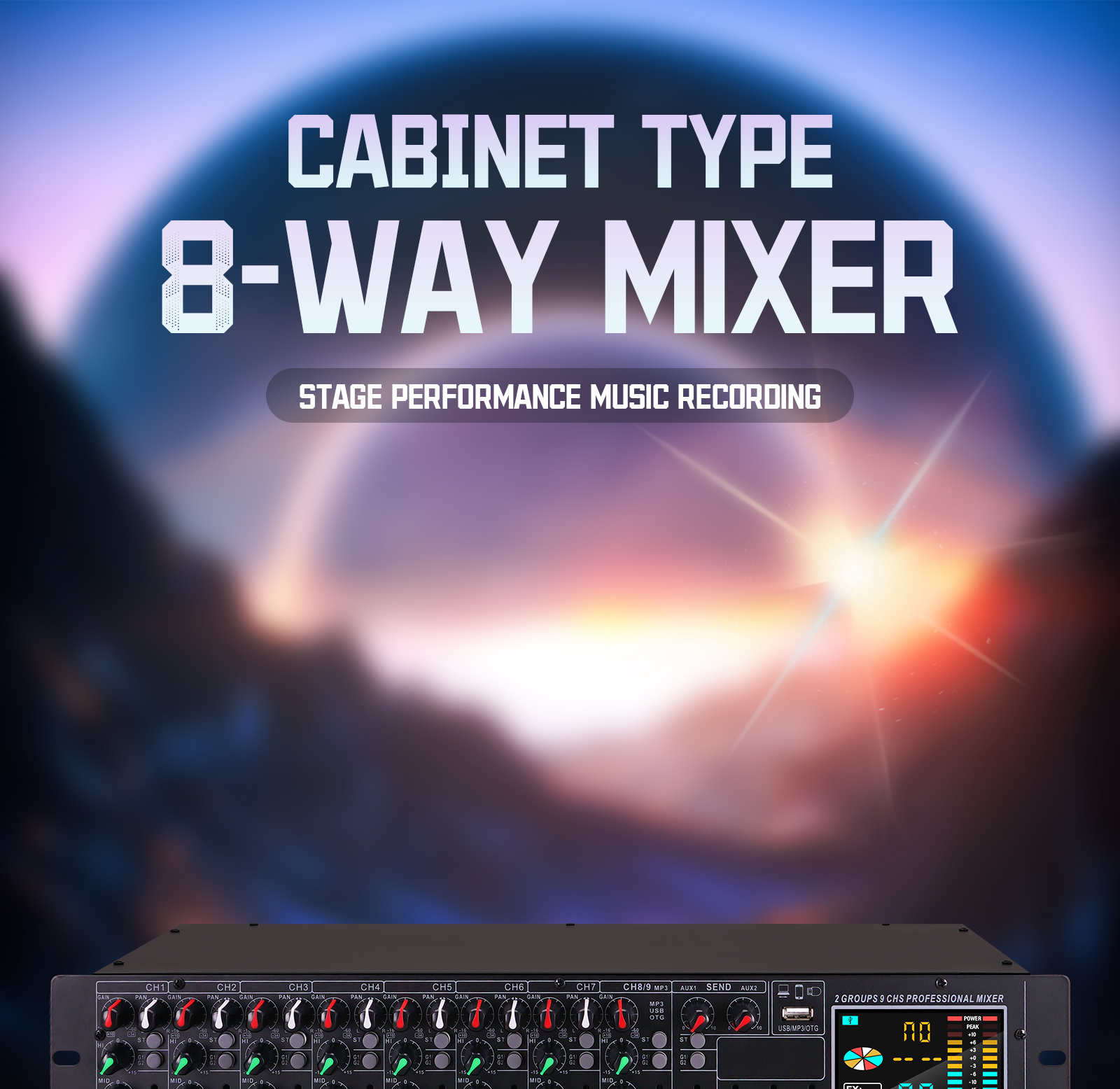 8-channel audio mixer rack-mounted embedded with USB Bluetooth 99 DSP ...