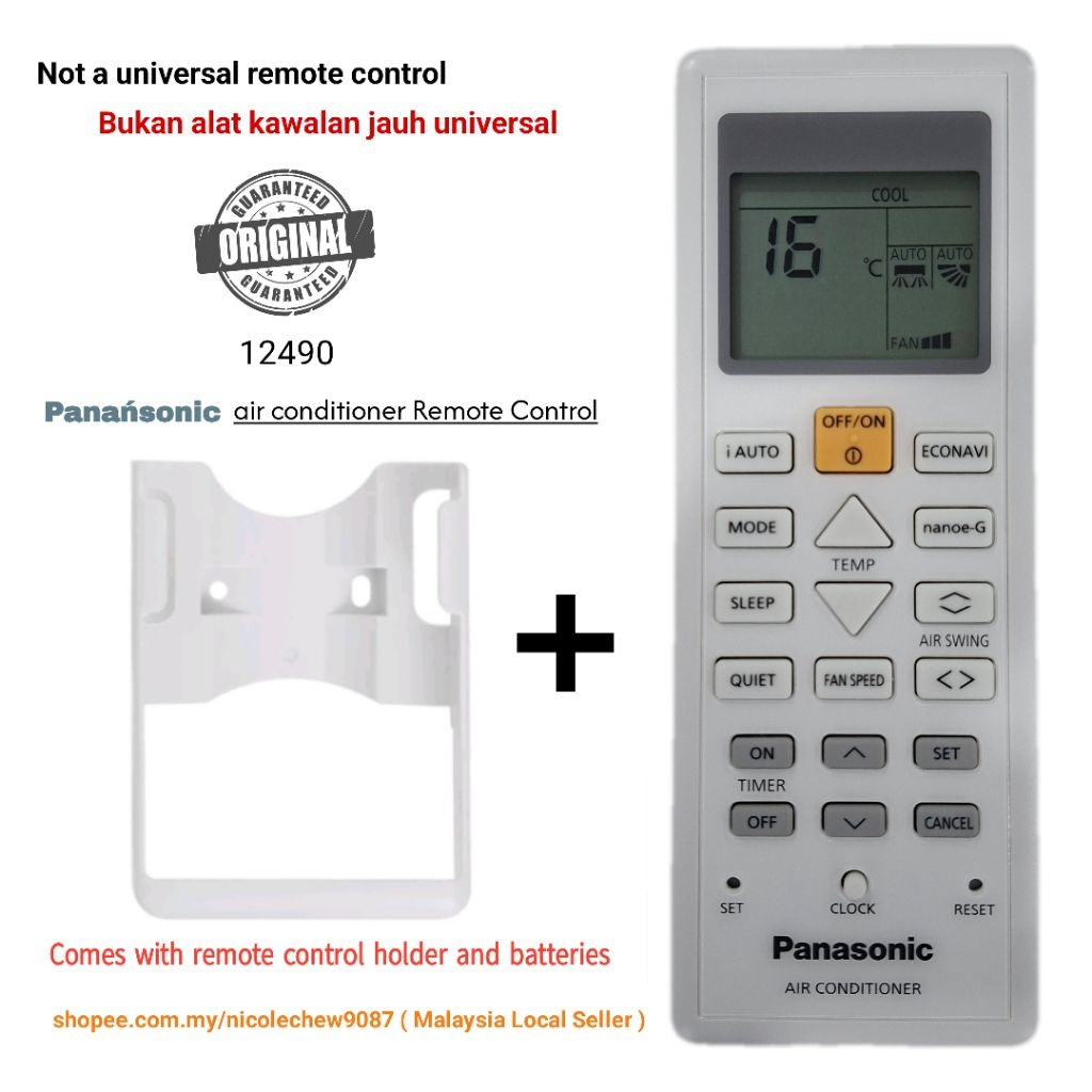 Panasonic air Conditioner Remote Control 12490 ( nanoe-G & Econavi ...
