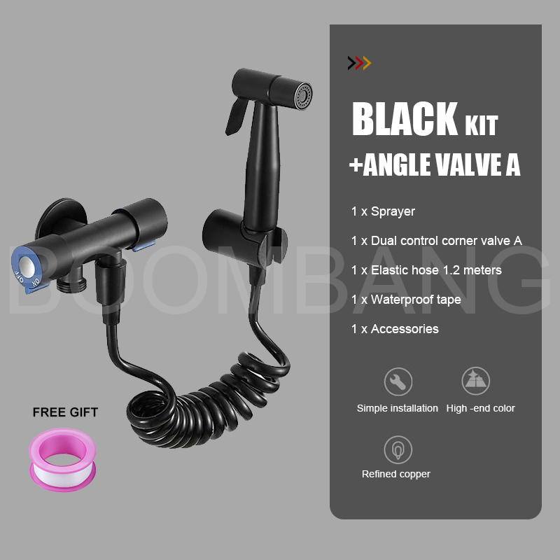 Stainless steel bidet spray set hand bidet two way tap faucet bathroom ...