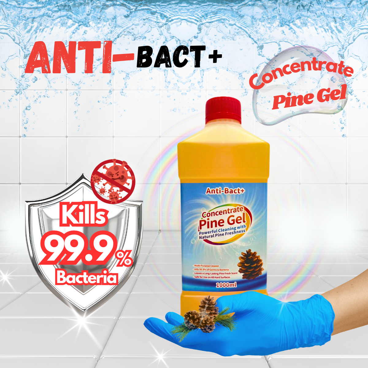 Anti-Bact + bersih kuat Pine Gel 1000ML [GEL] /gred Hospital ...