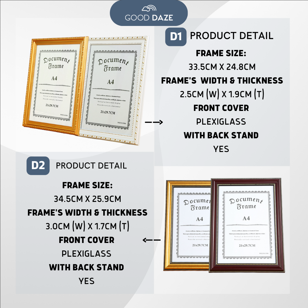 GOODDAZE A4 Certificate Frame Home Decor Photo Cert Frame A4相框文凭证书 A4 ...